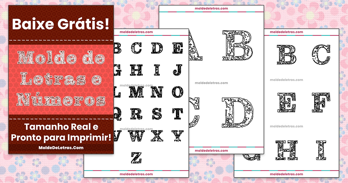 Molde de Letras Retas Pulpo Rust Com Números Para Baixar!